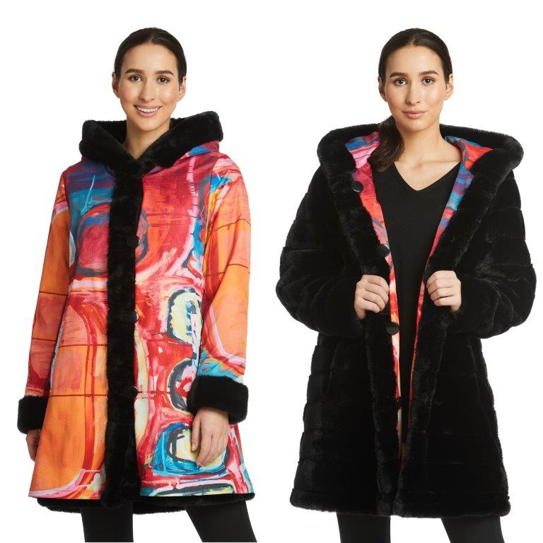 Sounds Interesting Reversible Faux Fur Coat – The Wearable Art Store