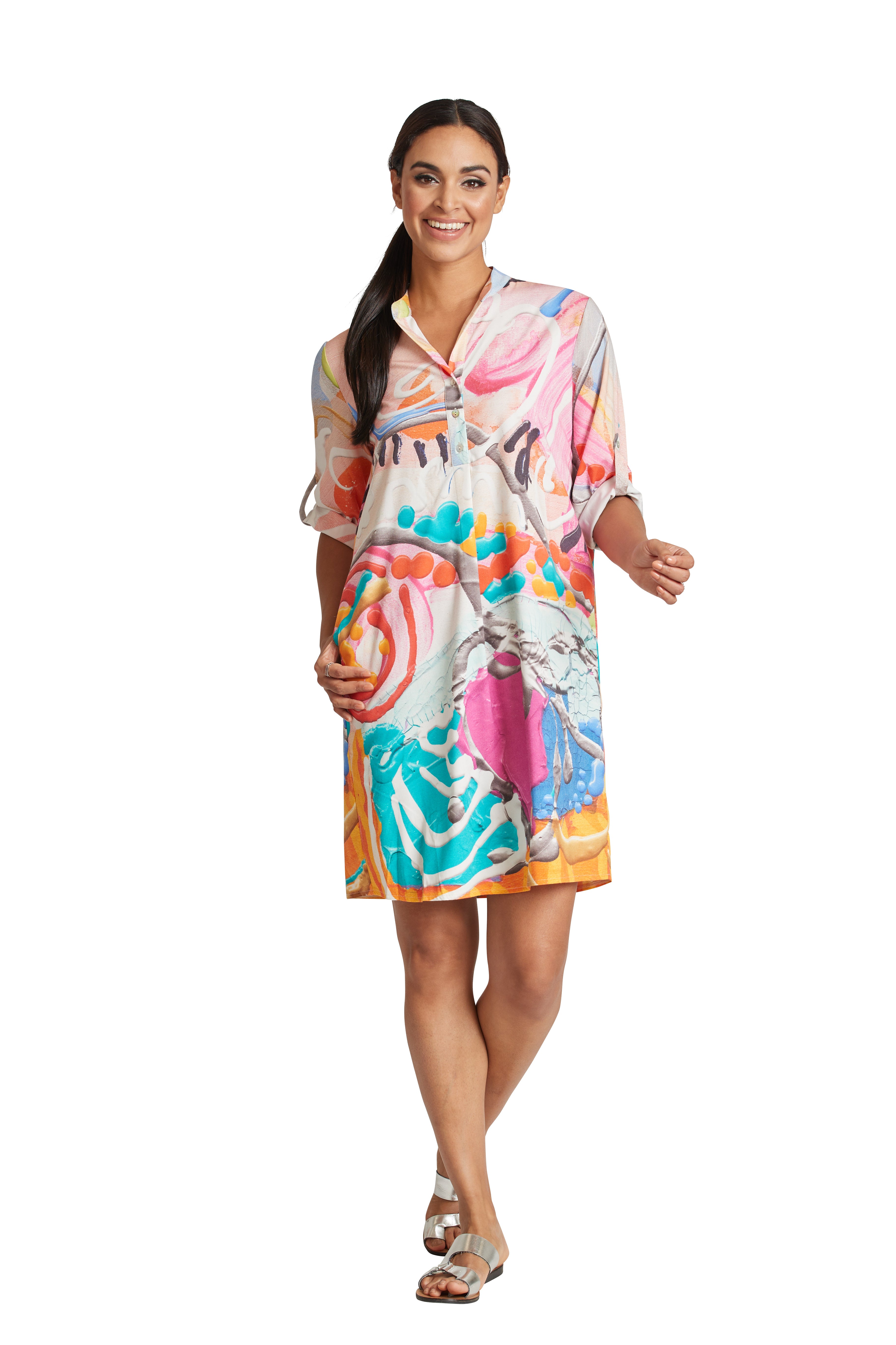 Happy Days 3/4-length sleeve shirt dress – The Wearable Art Store